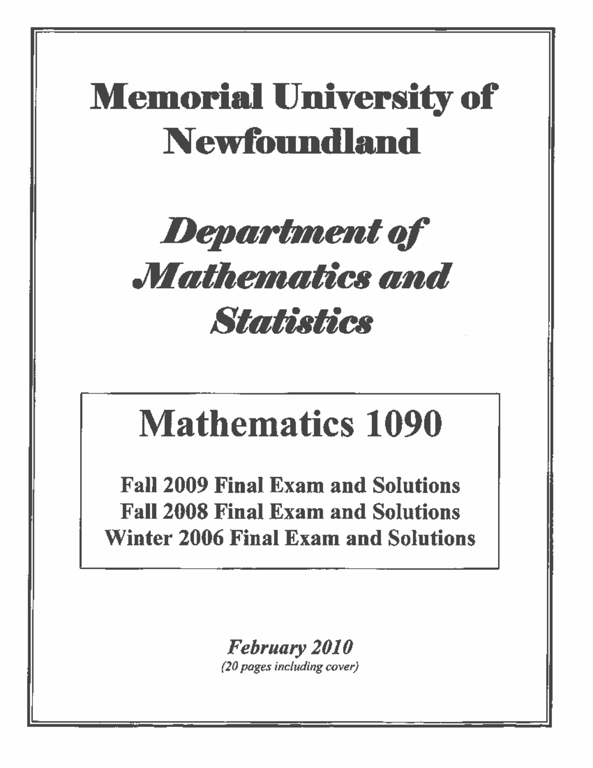 Math1090Final Exams Fall 23 - Memorial University of Newfoundland ...