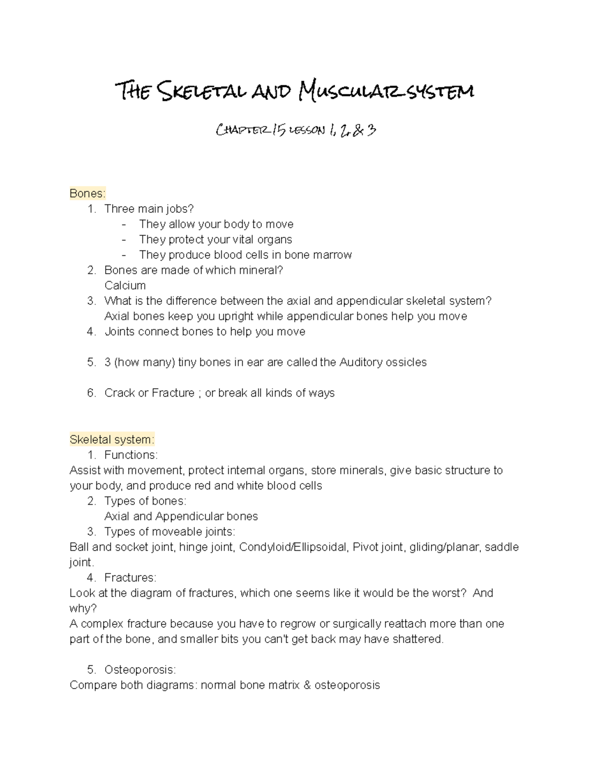 The Skeletal and Muscular system - The Skeletal and Muscular system ...