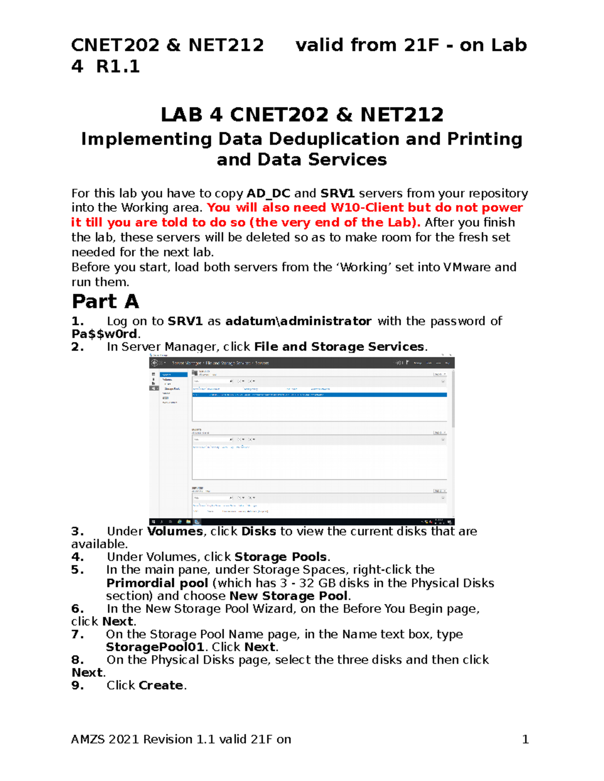 Student LAB 4 2019 - lab 4 - 4 R1. LAB 4 CNET202 & NET Implementing Data Deduplication and - Studocu