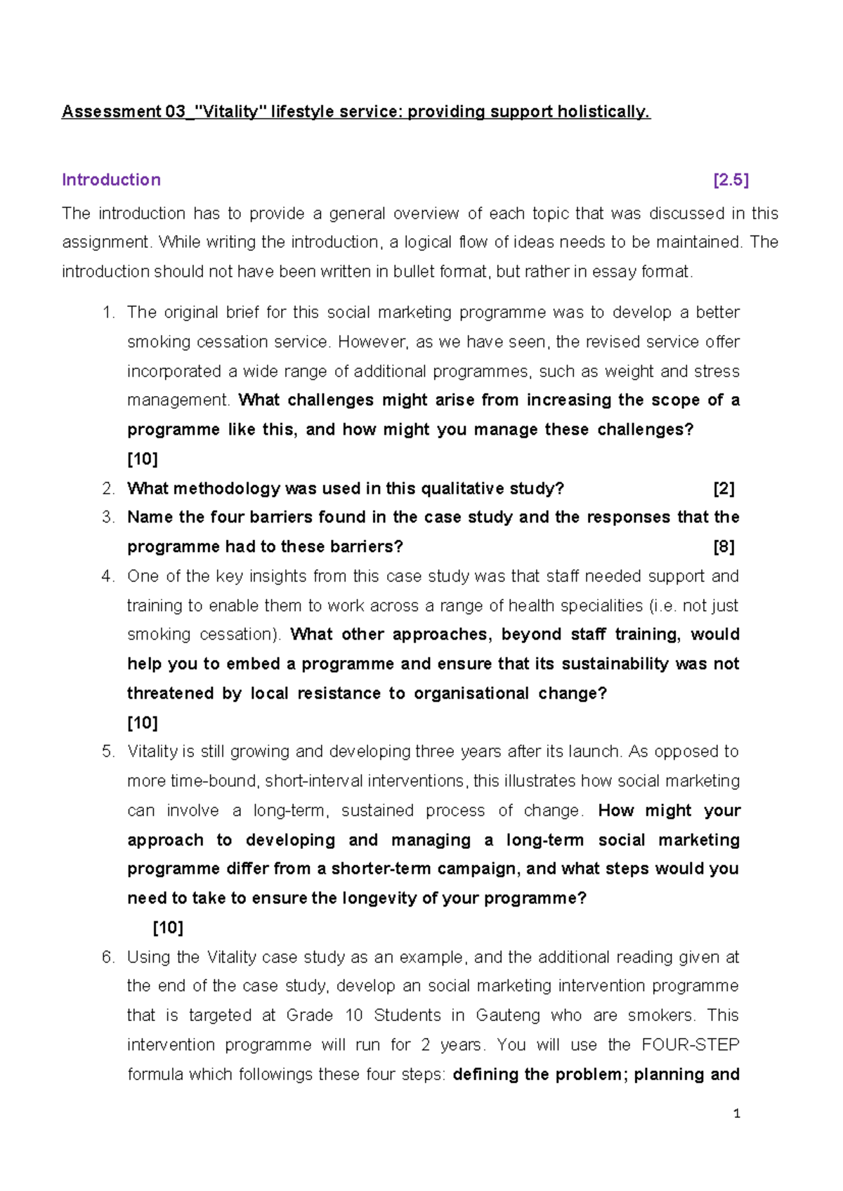 Assessment 03 2023 - OJJLJL - Assessment 03_"Vitality" lifestyle ...