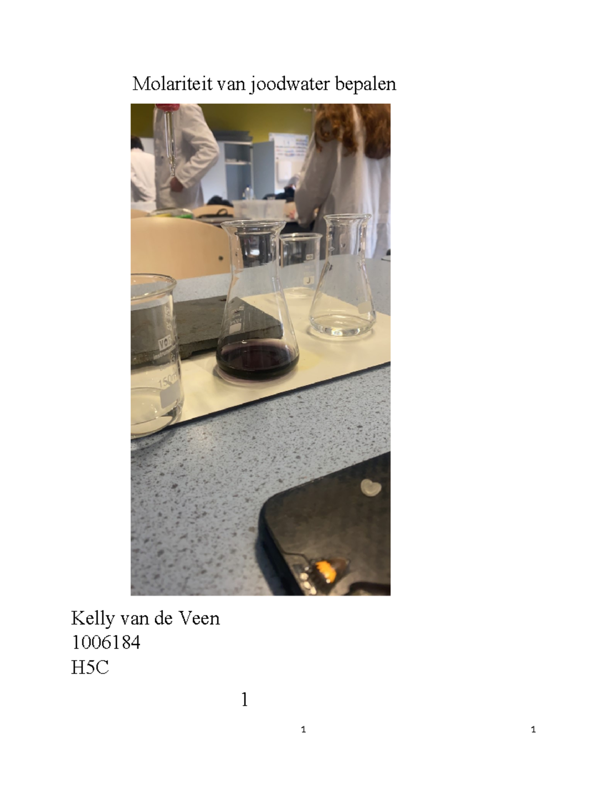 Scheikunde po titratie - Molariteit van joodwater bepalen Kelly van de ...