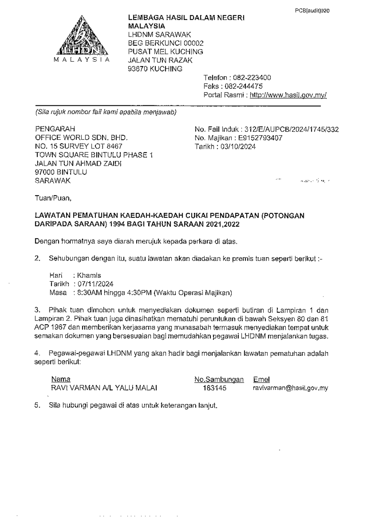 Img-X03100210 - LHDN LETTER - LEMBAGA HASIL DALAM NEGERI MALAYSIA LHDNM ...