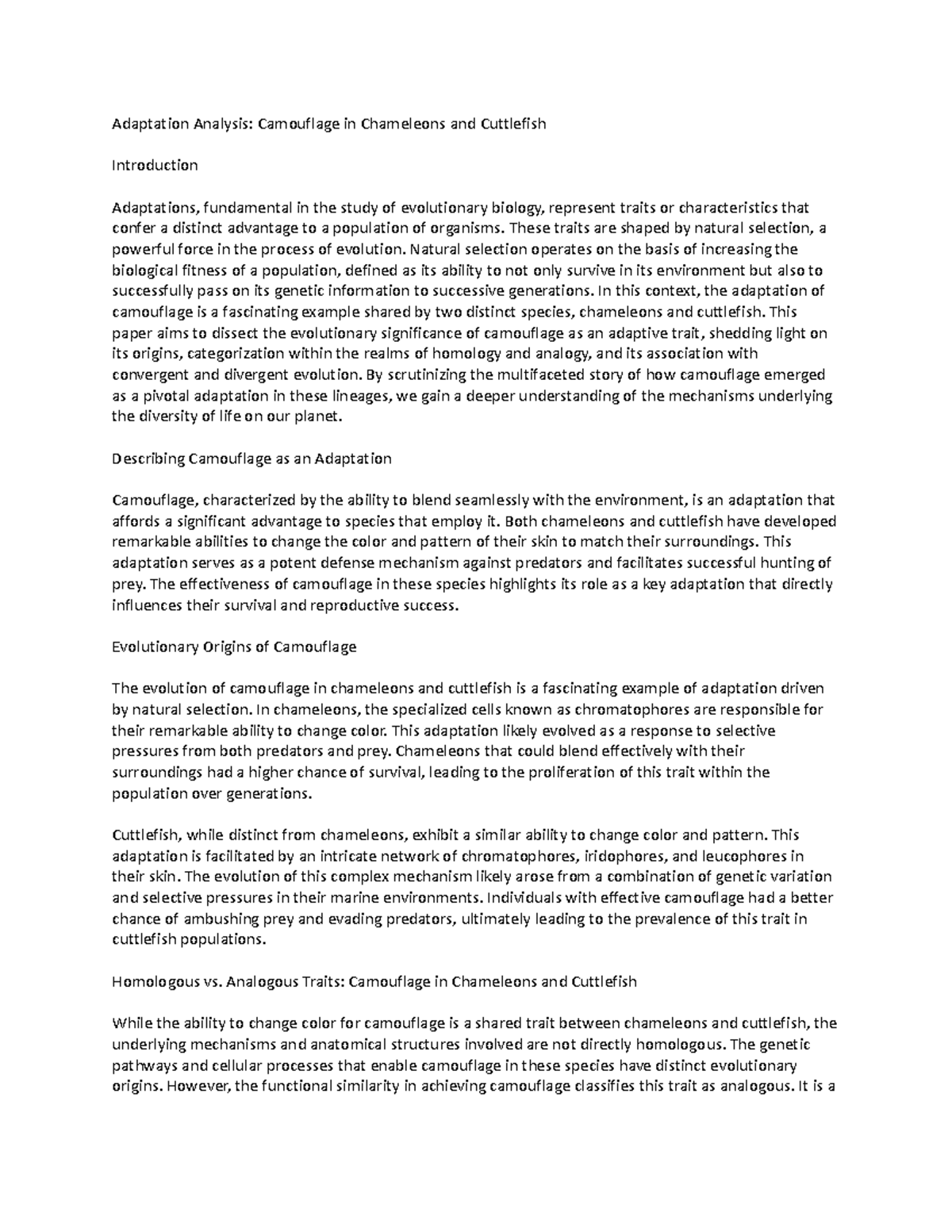 Document (47) - bio - Adaptation Analysis: Camouflage in Chameleons and ...