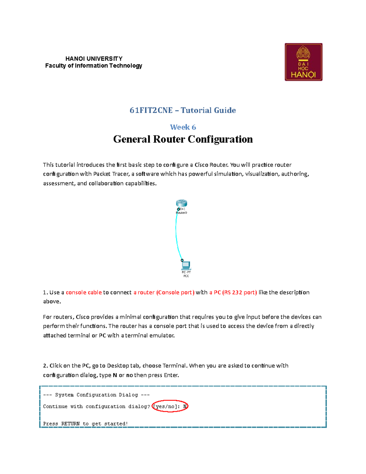 61fit2cne Tutorial 06 General Router Conf And Static Routing Conf Updated Hanoi University