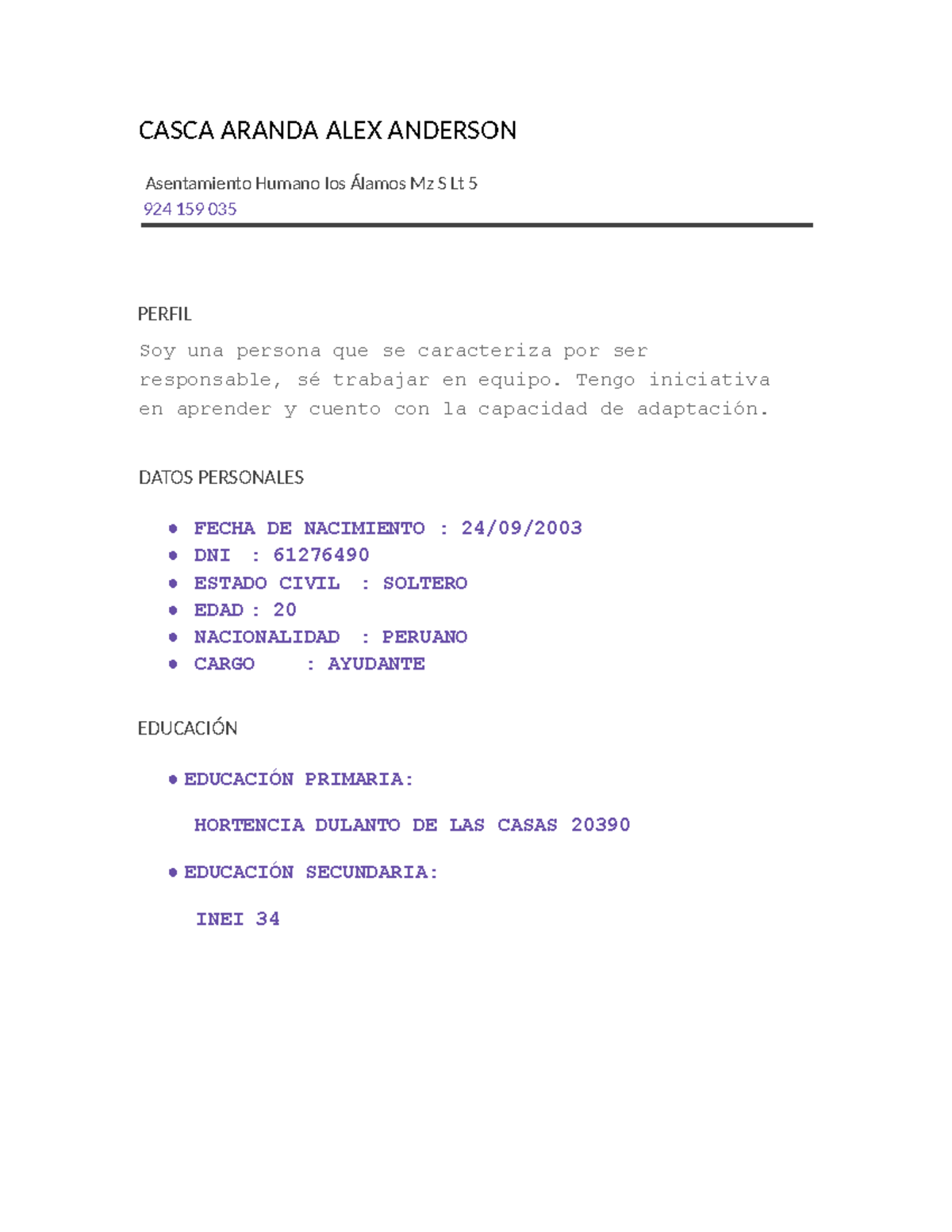 Currículum Alex-3 - gwhetrt erhyuiugn dffgh thjkjhgf gfukjh - CASCA ...