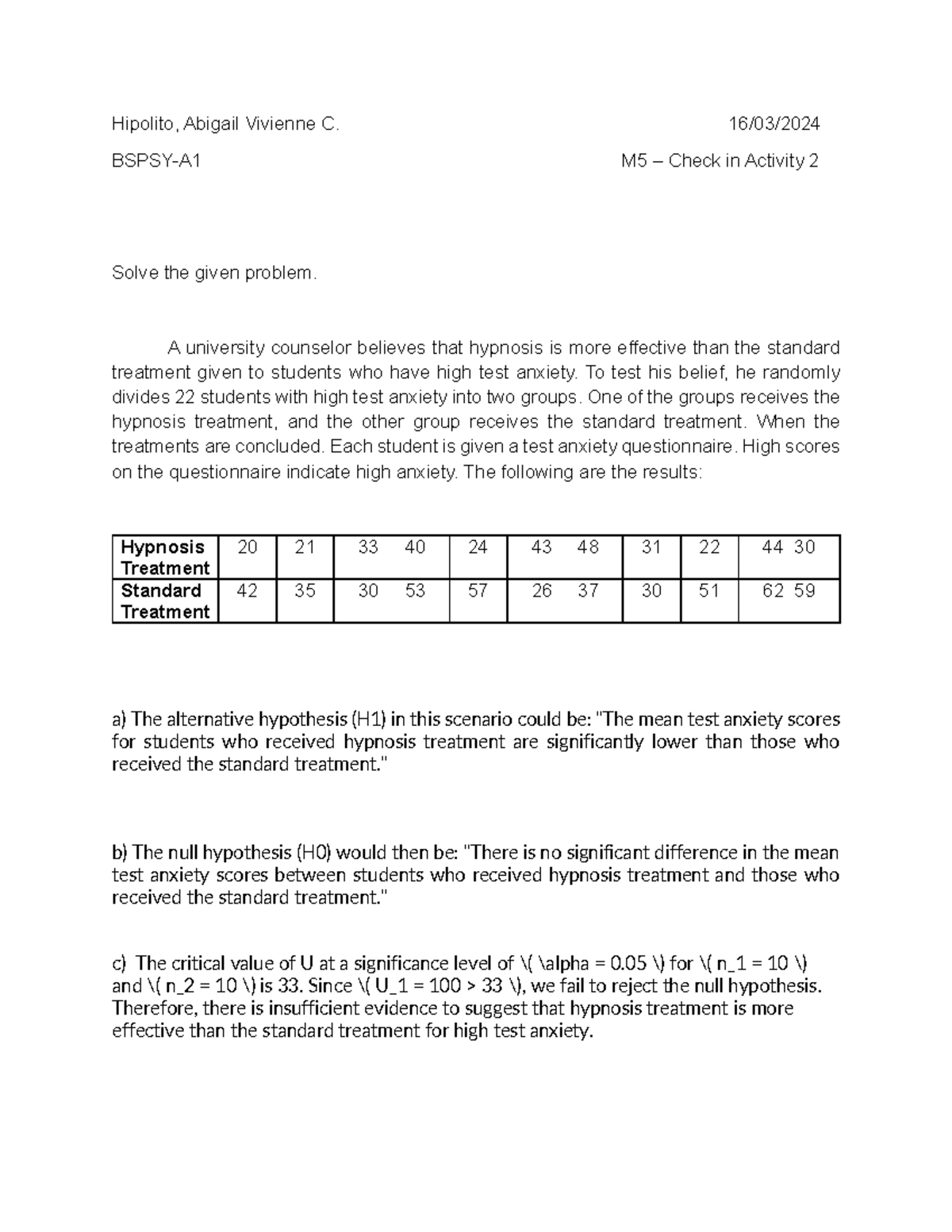 Utdau - M5 - Check in Activity 2 - Hipolito, Abigail Vivienne C. 16/03 ...