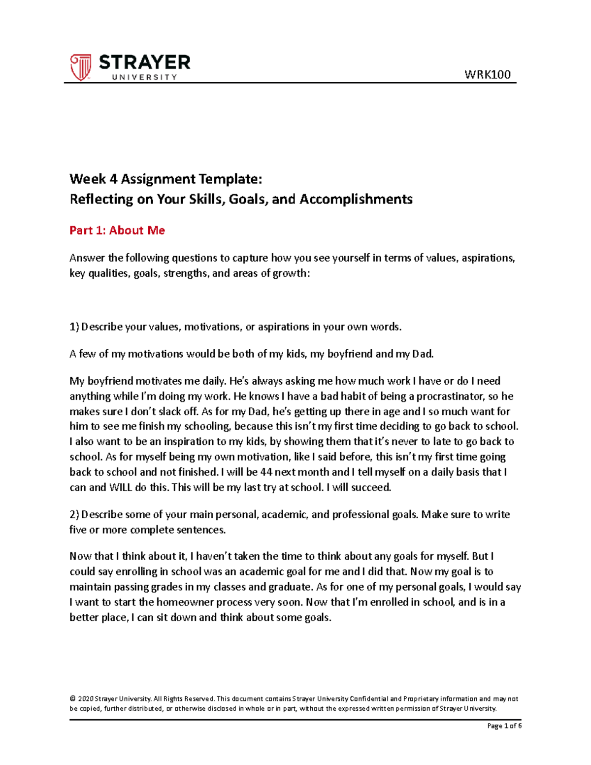 Jennifer Callaway, WRK100 Week 4 Assignment Reflection - WRK 100 - Strayer - Studocu