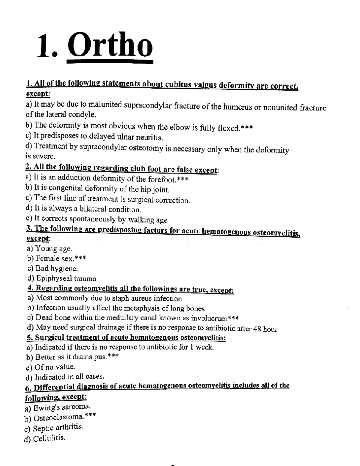 Ortho, plastic mcq - Rheumatology & Rehabilitation - Studocu