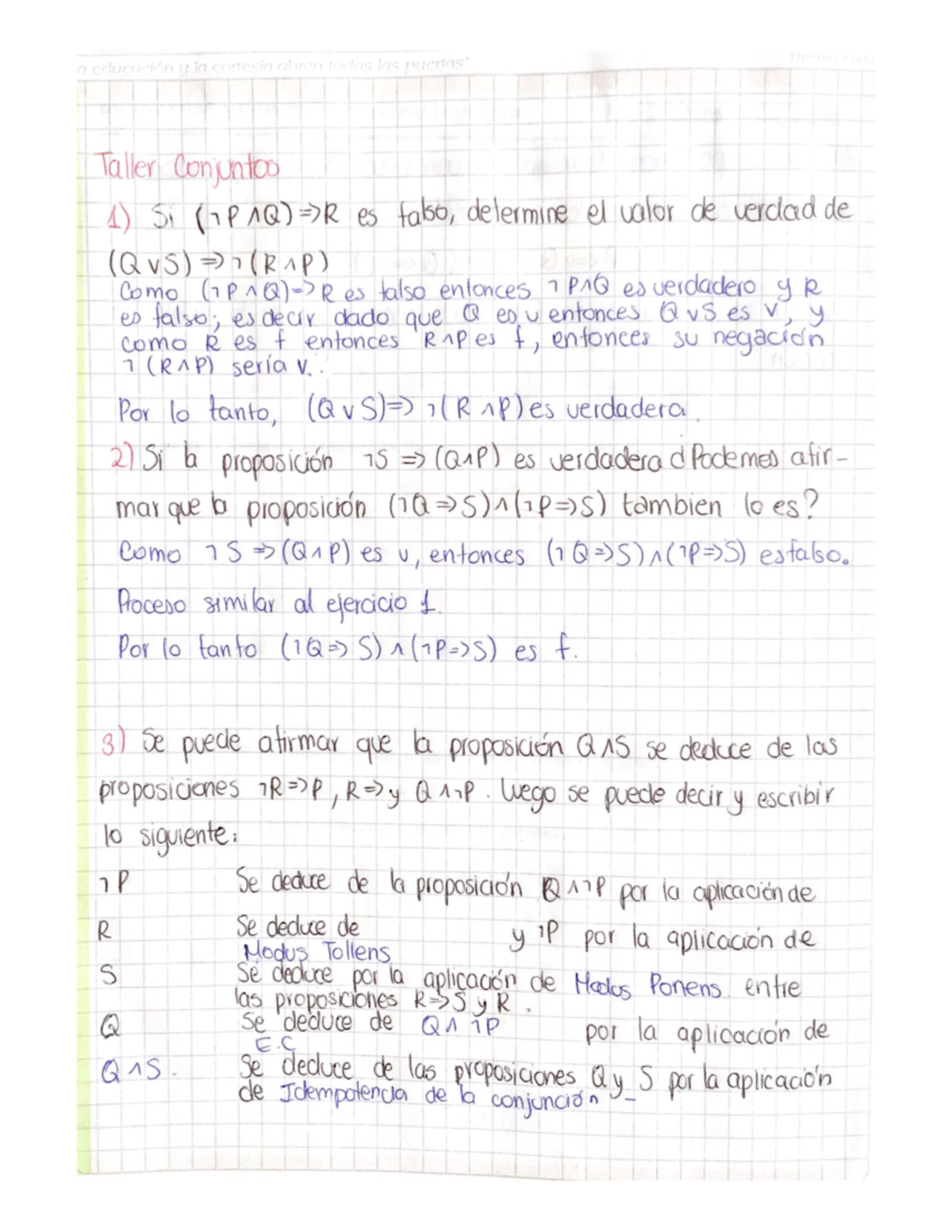 Taller DE Conjuntos Jessica Loor - Fundamentos de Matemática - Studocu