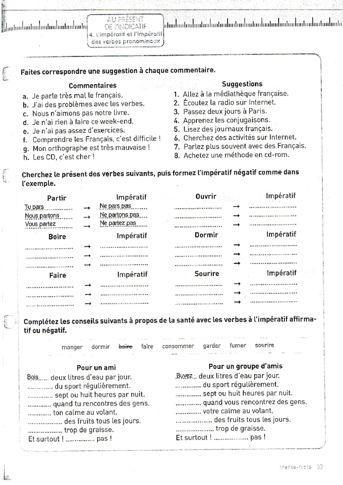 Exercices-imperatif-def - Francés - Studocu