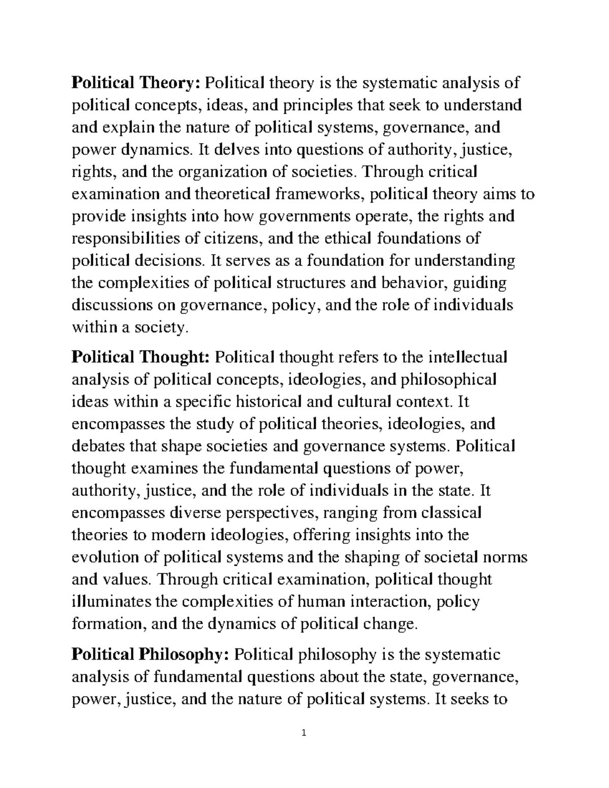 Some important SQ for course 102 - Western Political Thought - Studocu