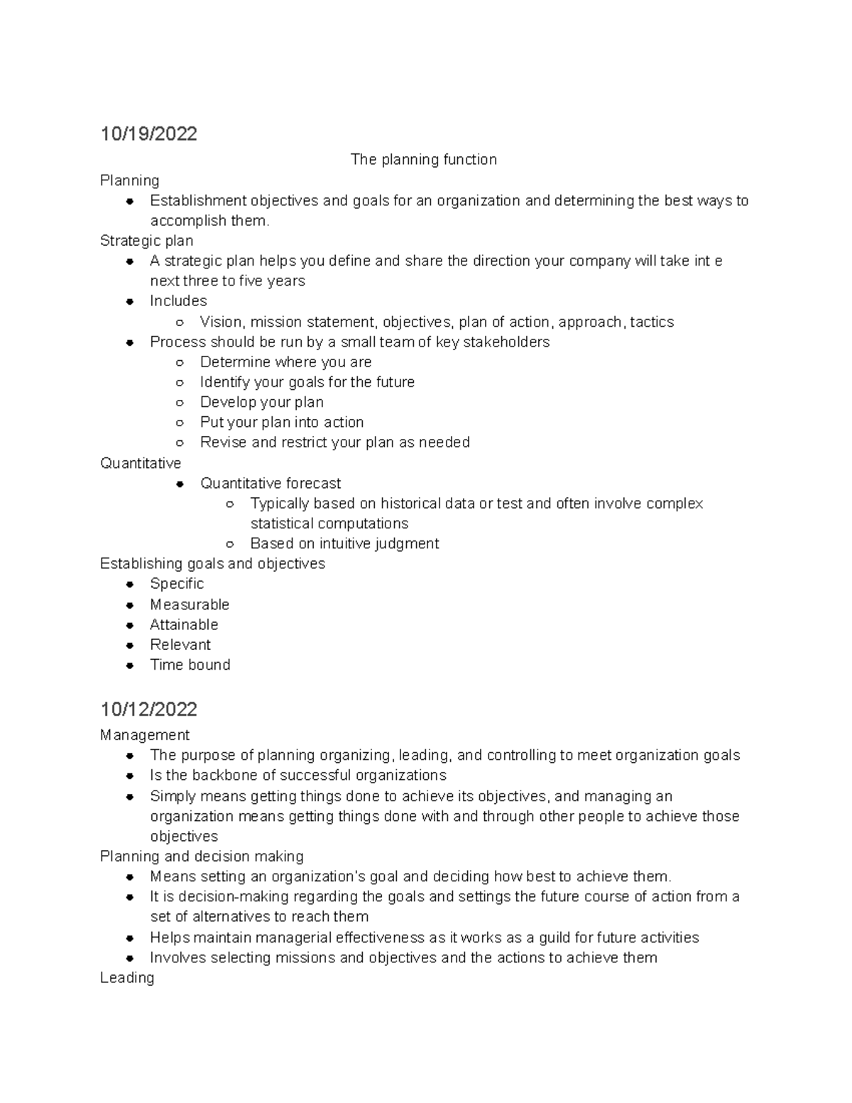 MGMT 1301 - Professor Garza. My lecture notes on the most important ...
