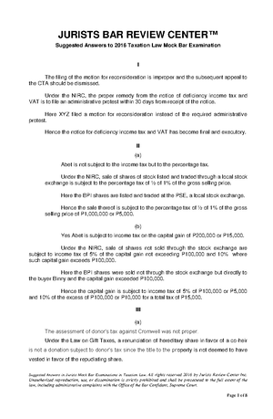 380265802 2016 Civil Law Mock Bar - Jurists Mock Bar Examinations in ...