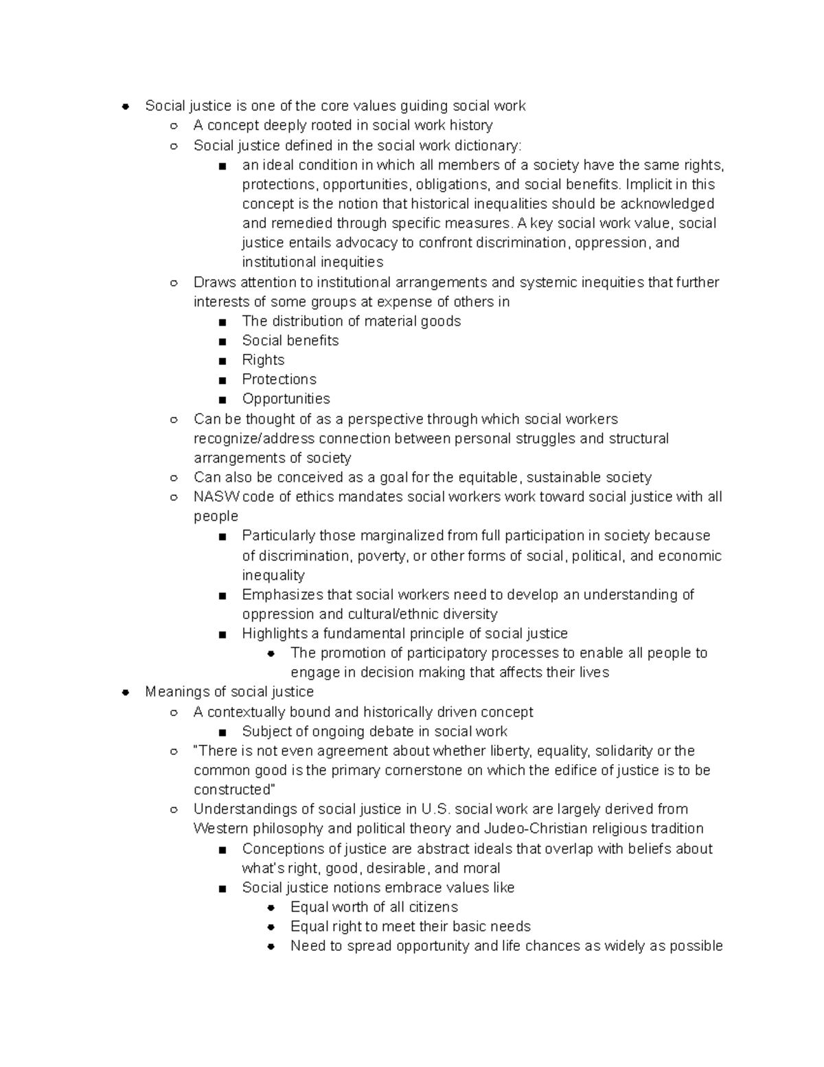 Notes on Reading: Social Justice - Social justice is one of the core ...