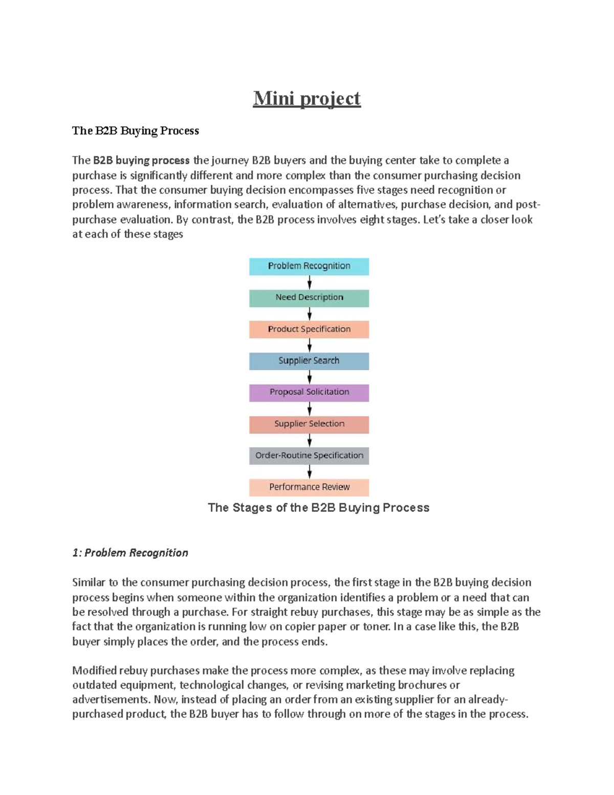 B2b mini project - Mini project The B2B Buying Process The B2B buying ...