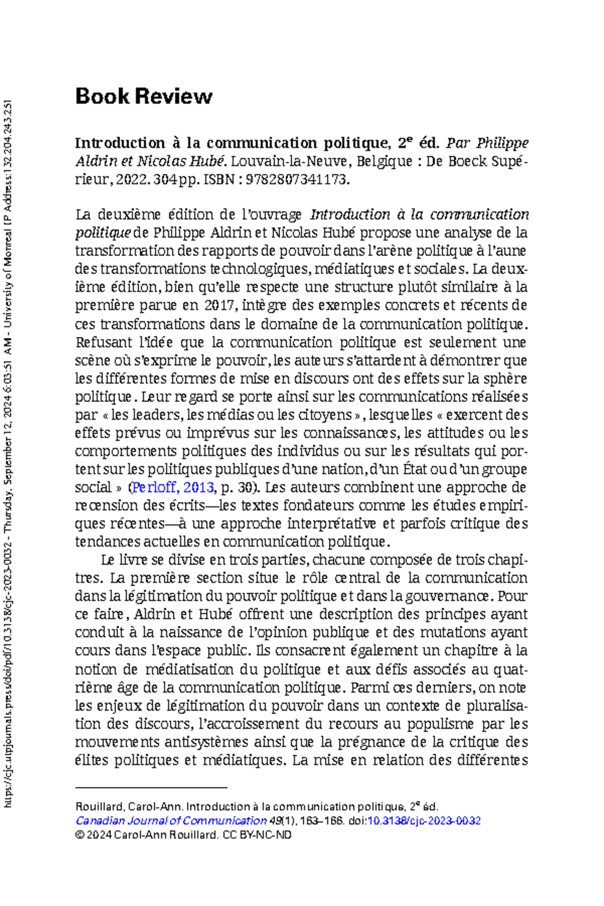 Rouillard 2024 introduction %C3%A0 la communication politique 2e %C3 ...