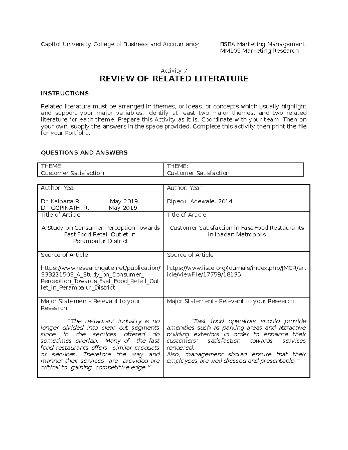 Review OF Related Literature - Capitol University College of Business ...