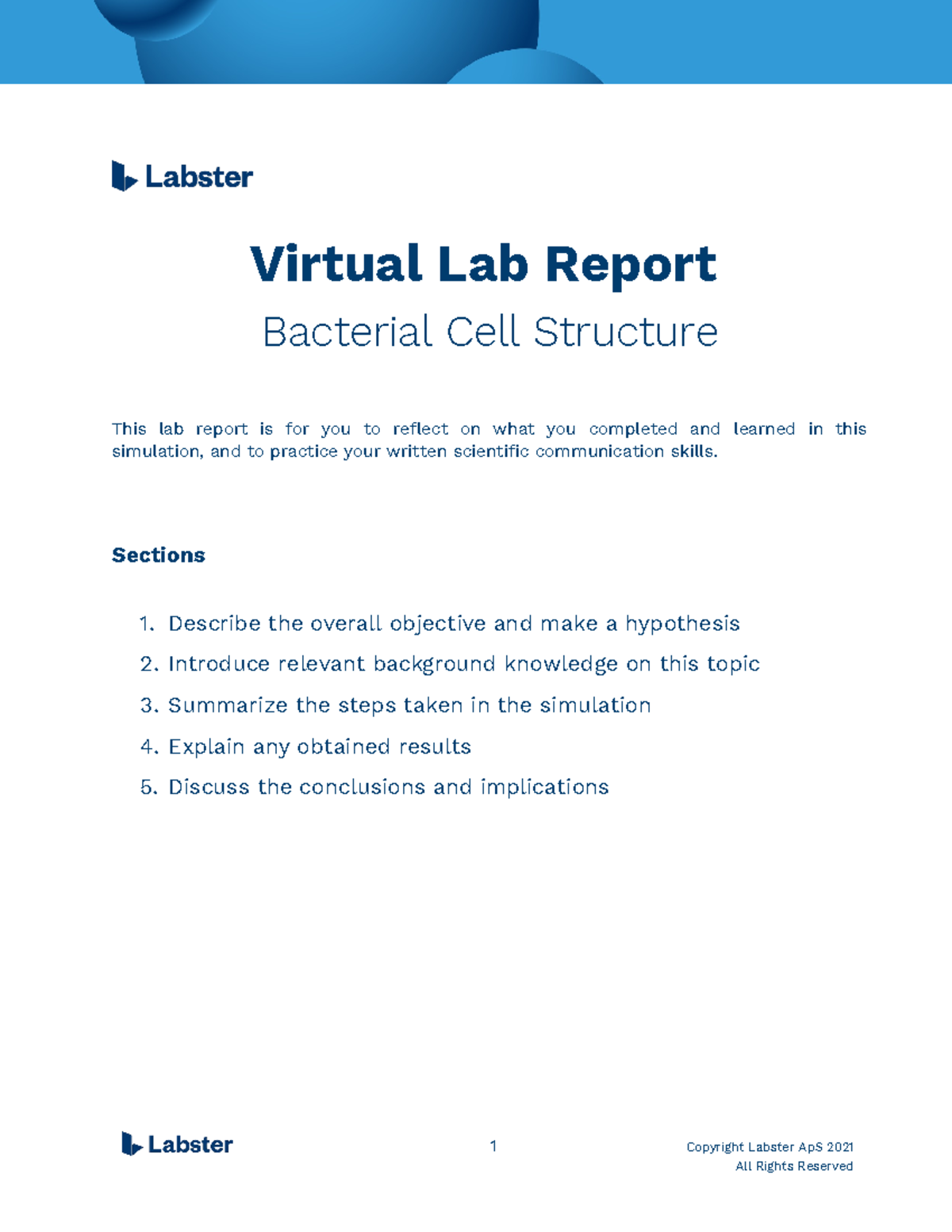 Lab Report W03 - Virtual Lab Report Bacterial Cell Structure This lab ...