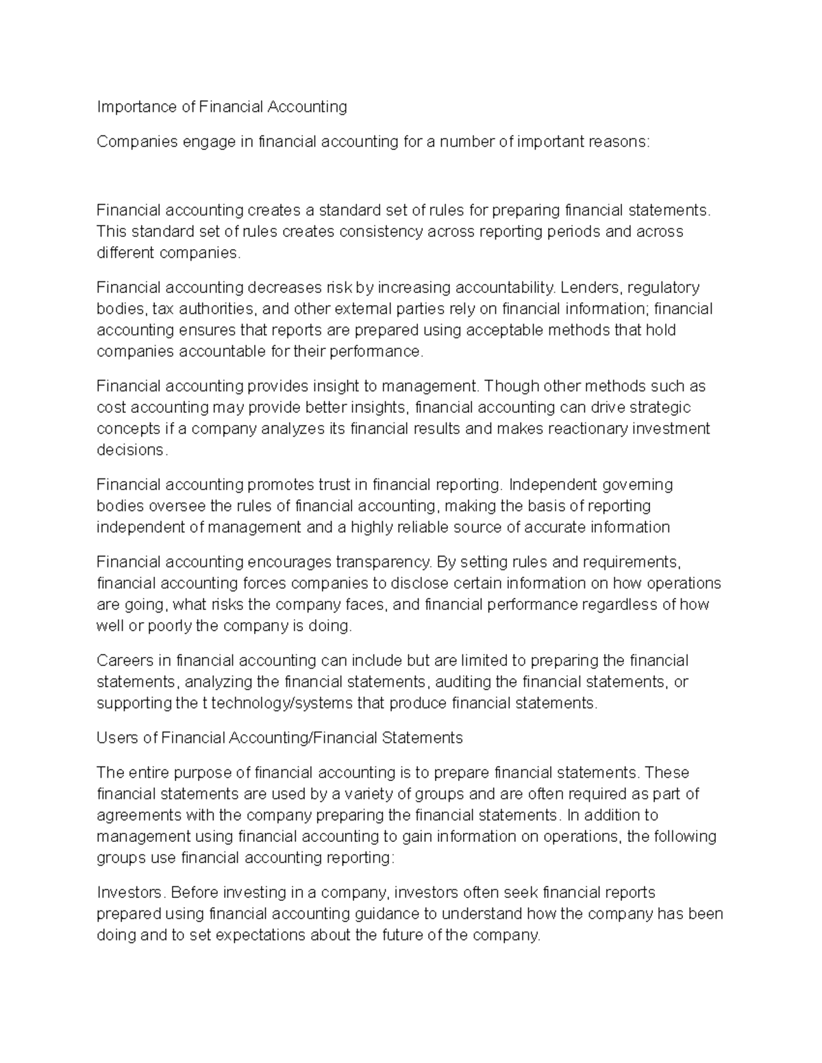 Importance of Financial Accounting - Importance of Financial Accounting ...