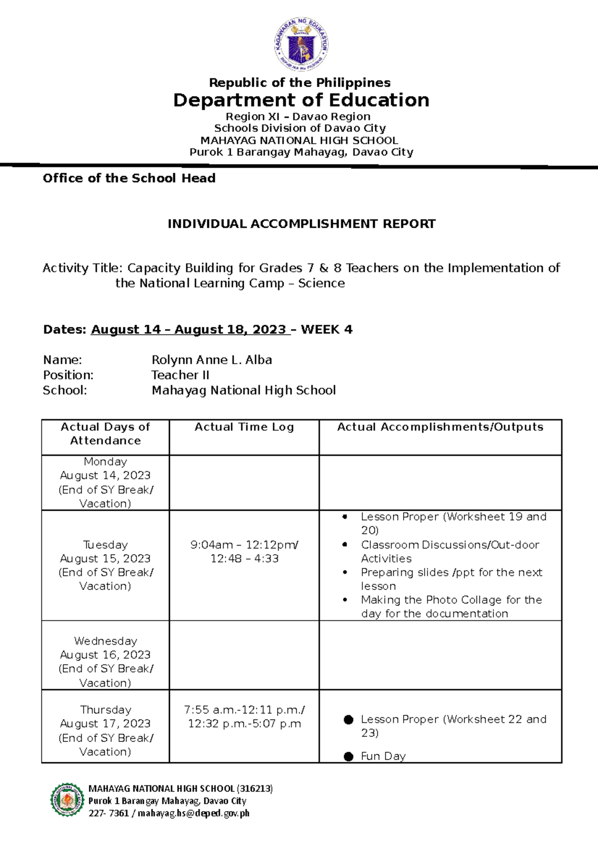 NLC-Accomplishment-Report - Department of Education Region XI – Davao ...