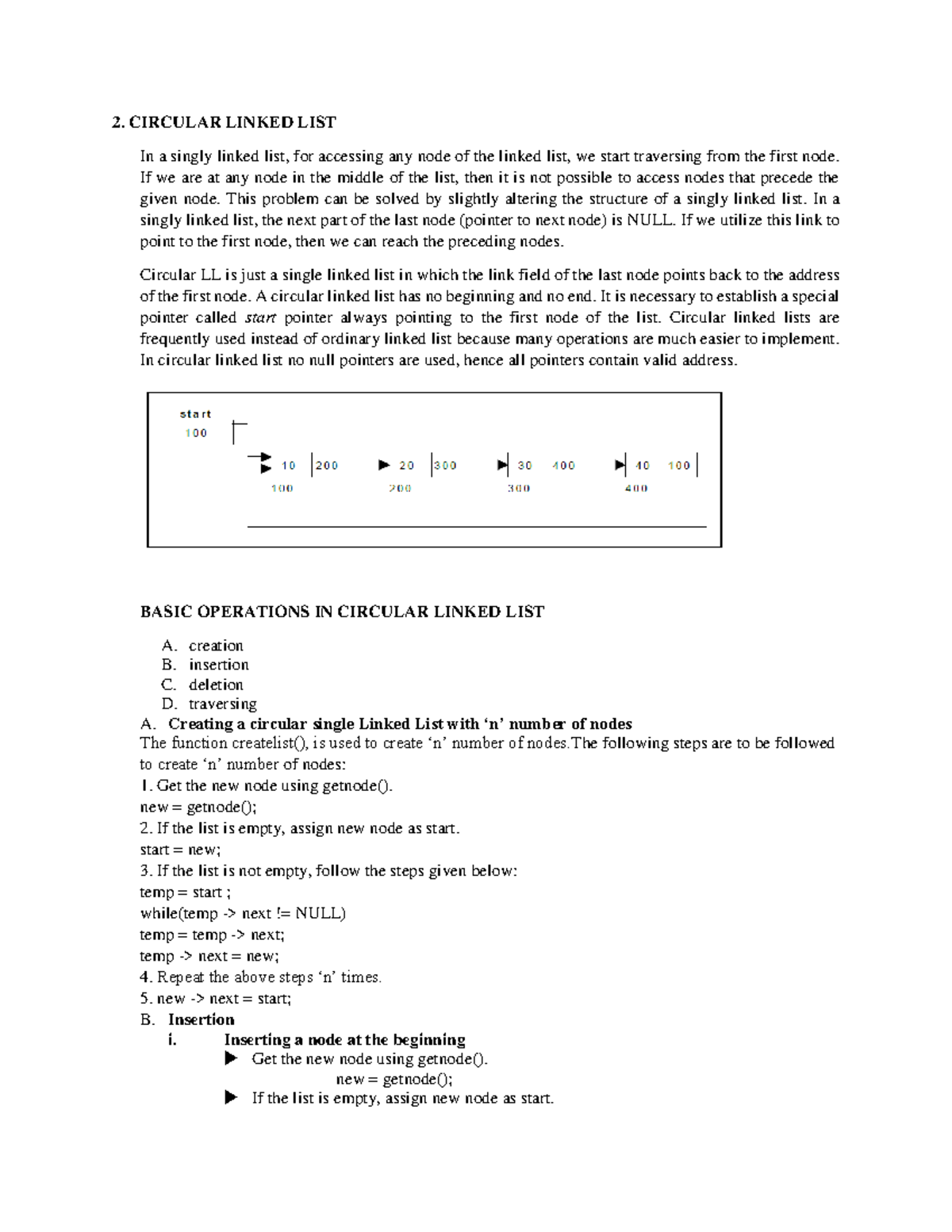 8 Module 2 CLL - Circular linked list - 2. CIRCULAR LINKED LIST In a singly linked list, for ...
