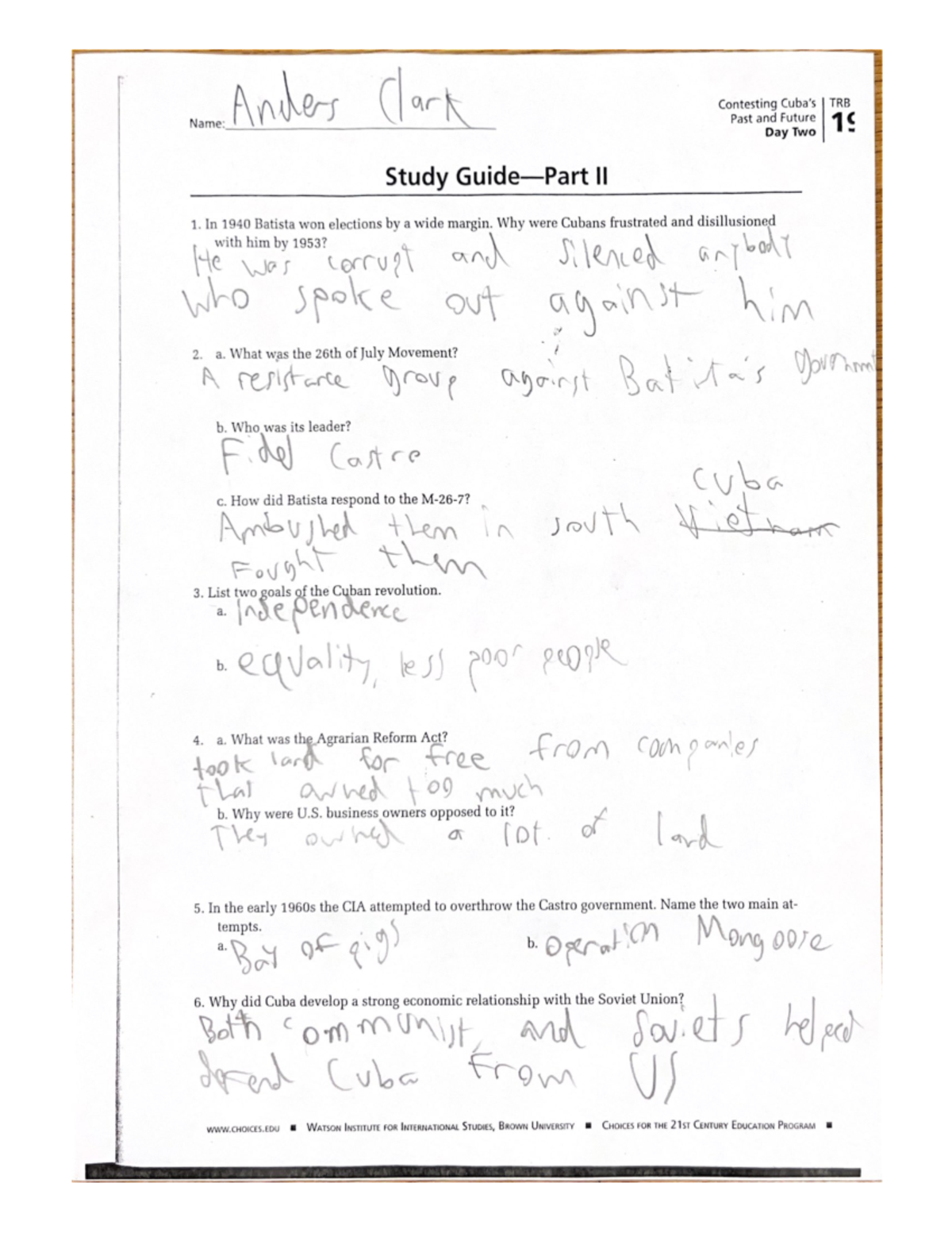 Cuba study guide part II - Anders Clark Contesting TRB Name: Past and ...