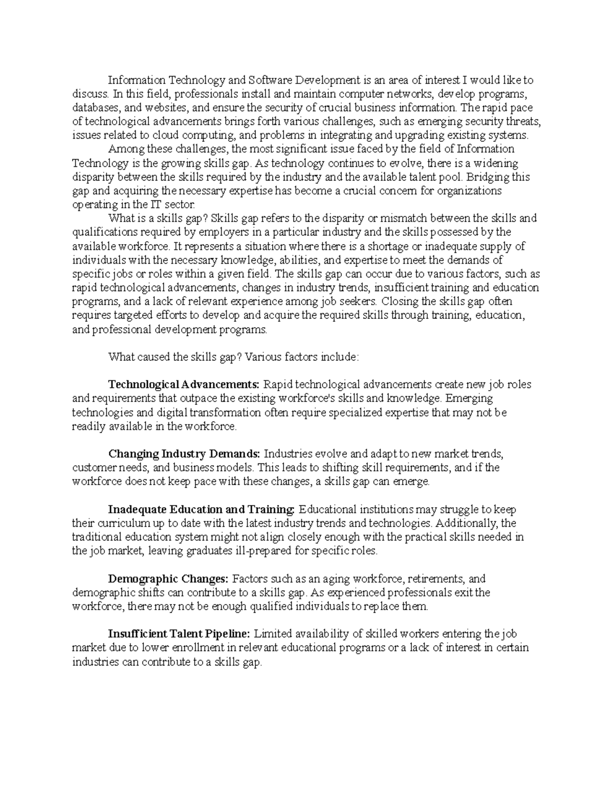 IT226 Module Three - Explains the area of interest and its issue with ...