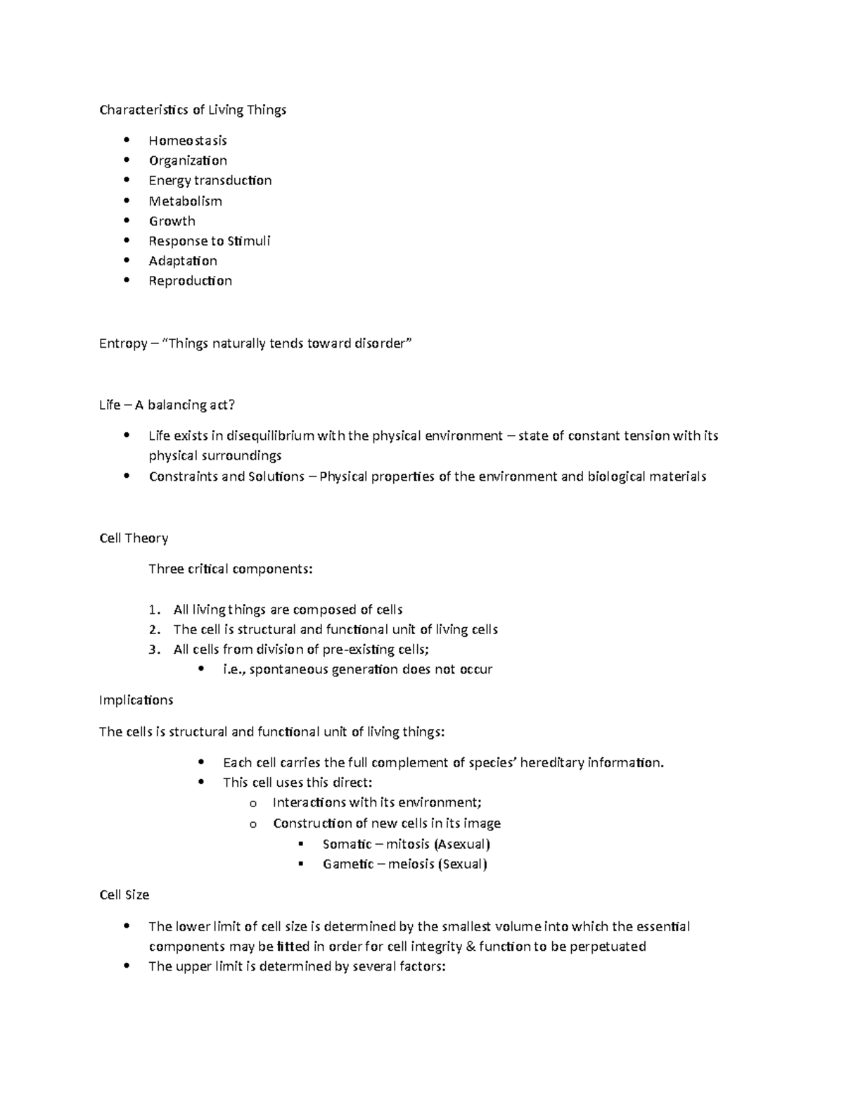 252895294 Biology Notes 1 - Characteristics of Living Things ...