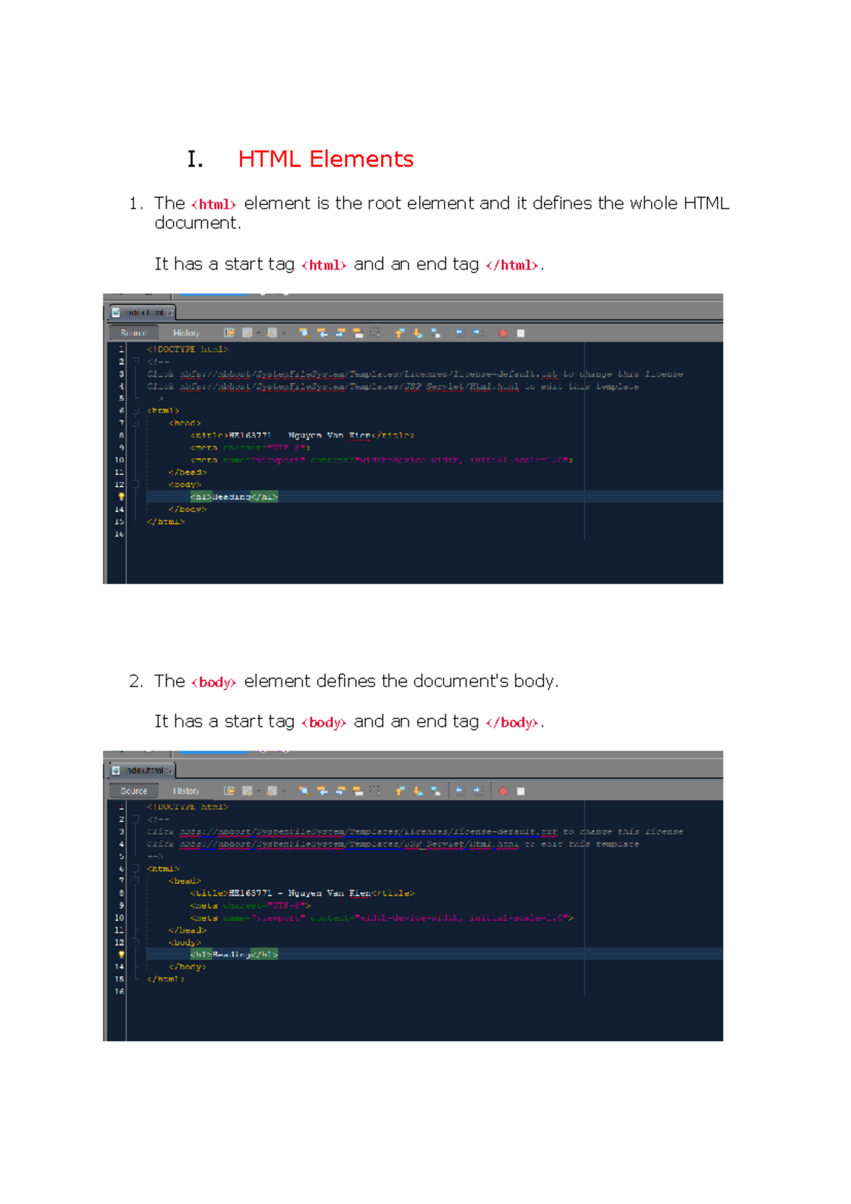Learn Html Sdgsdfsd I Html Elements 1 The Element Is The Root Element And It Defines The 
