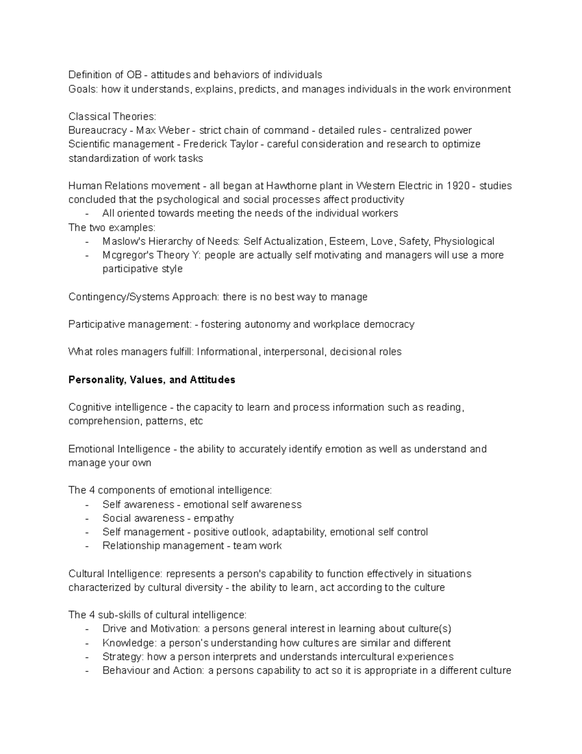 OB Midterm - Definition of OB - attitudes and behaviors of individuals ...