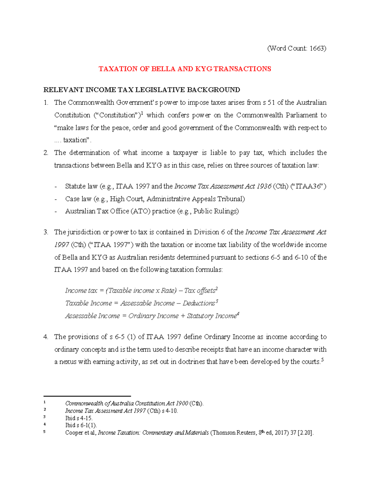 Taxation Assignment Student ID 4588594 - Warning: TT: undefined function: 32 (Word Count: 1663 ...