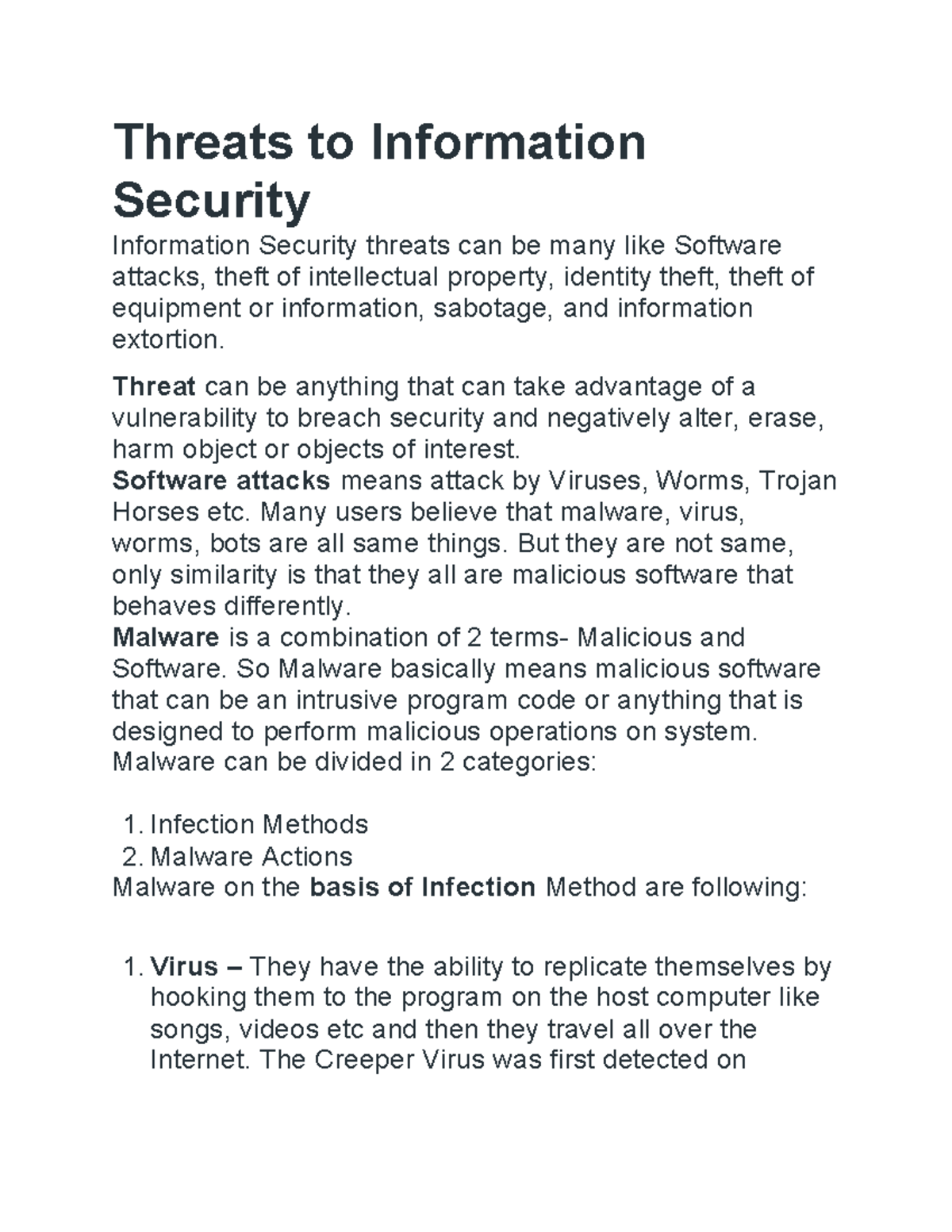 Threats to Information Security - Threats to Information Security ...