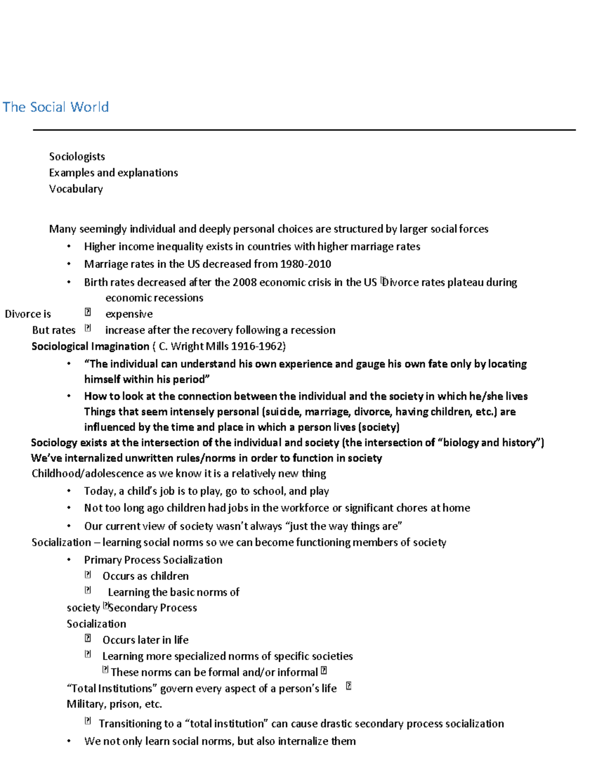 Organised Sociology Notes - The Social World Sociologists Examples and ...