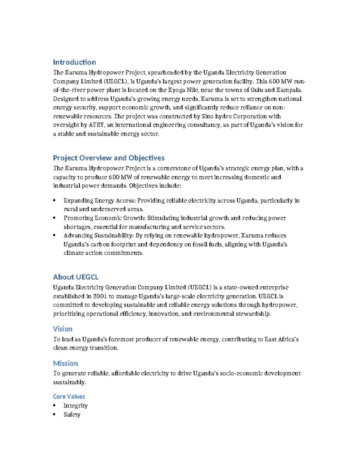 Karuma Hydropower Project Proposal - Introduction The Karuma Hydropower ...