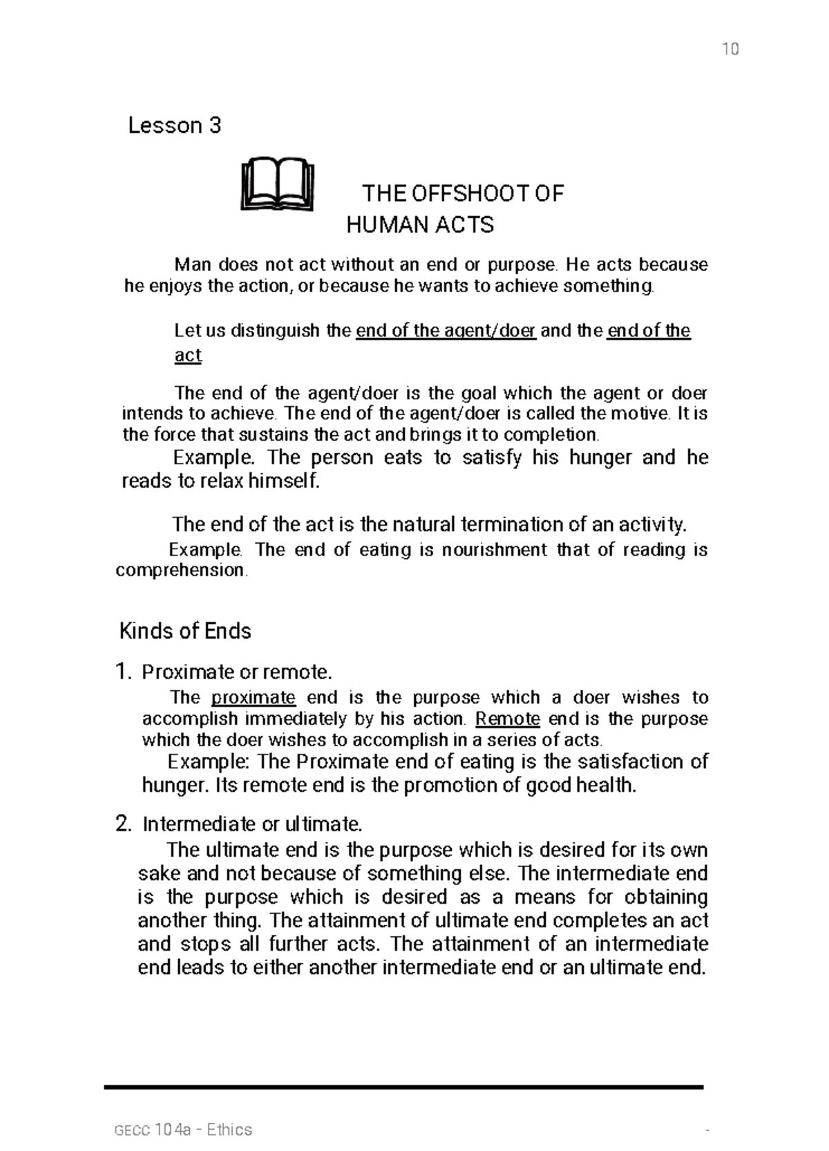 Ethics Module One Lesson Three - GECC 104a - Ethics - Lesson 3 THE ...