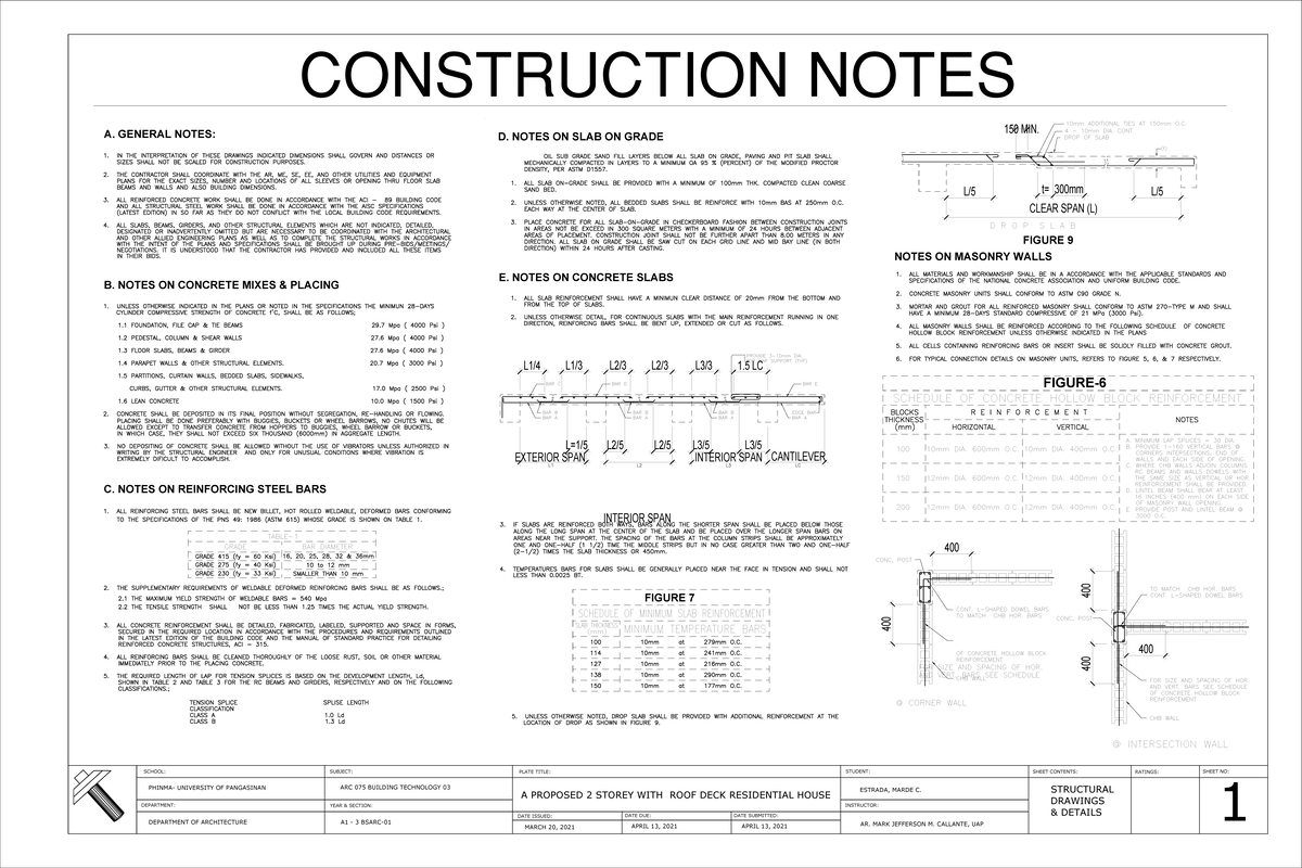 FN REQ - 2D MODELING - NOTES ON MASONRY WALLS CLEAR SPAN (L) L/ 400 A ...