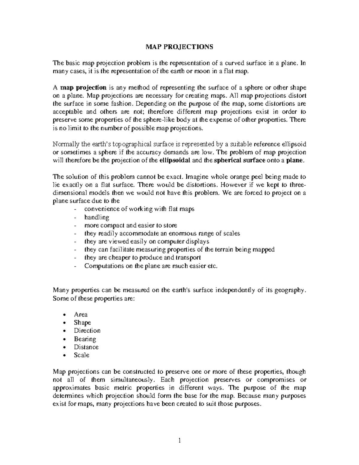 004 Map Projections - Key Principles - Part III - MAP PROJECTIONS The ...