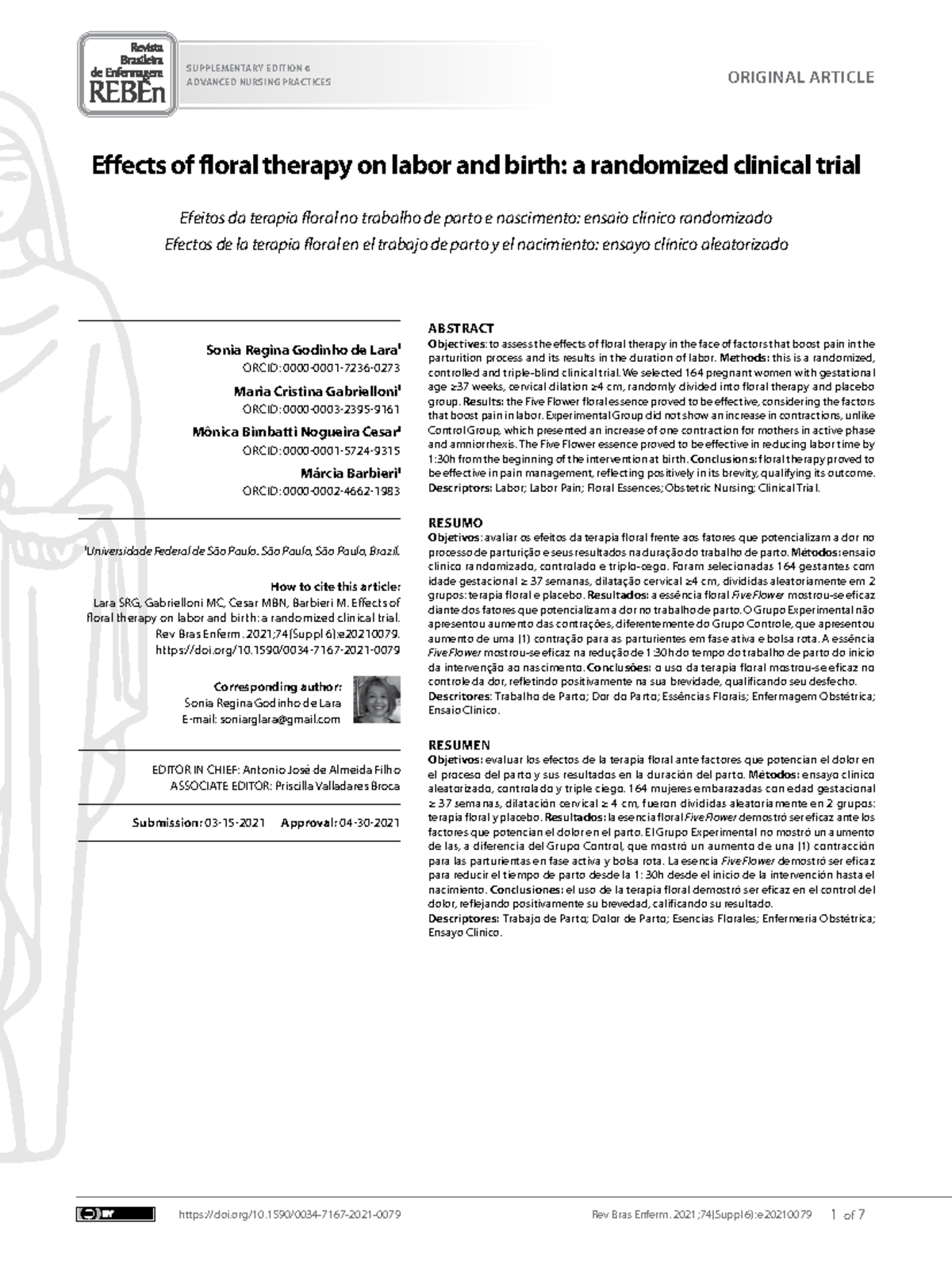 Floral essence research article - Rev Bras Enferm. 2021;74(Suppl 6): 1 ...
