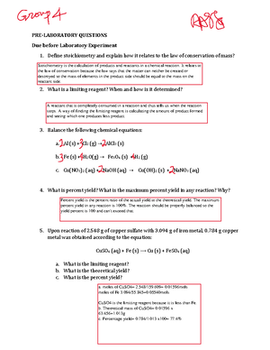 Buffers Pre-Lab - Chemistry pre-Lab report - Buffers Purpose: To ...