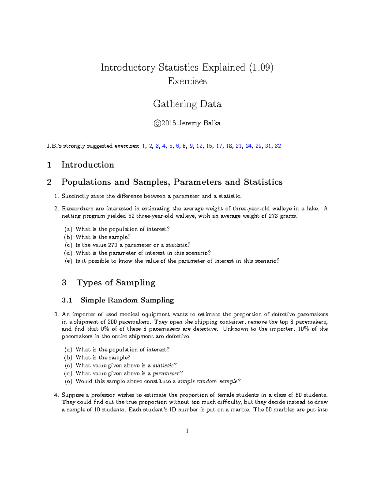 Unit1 Gatheringdata exercises - Introductory Statistics Explained (1 ...