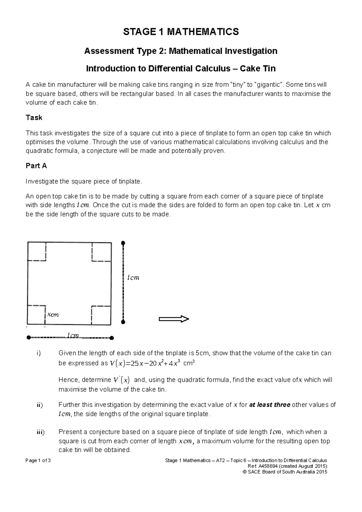 Introduction to Differential Calculus - Cake Tin.doc - STAGE 1 ...
