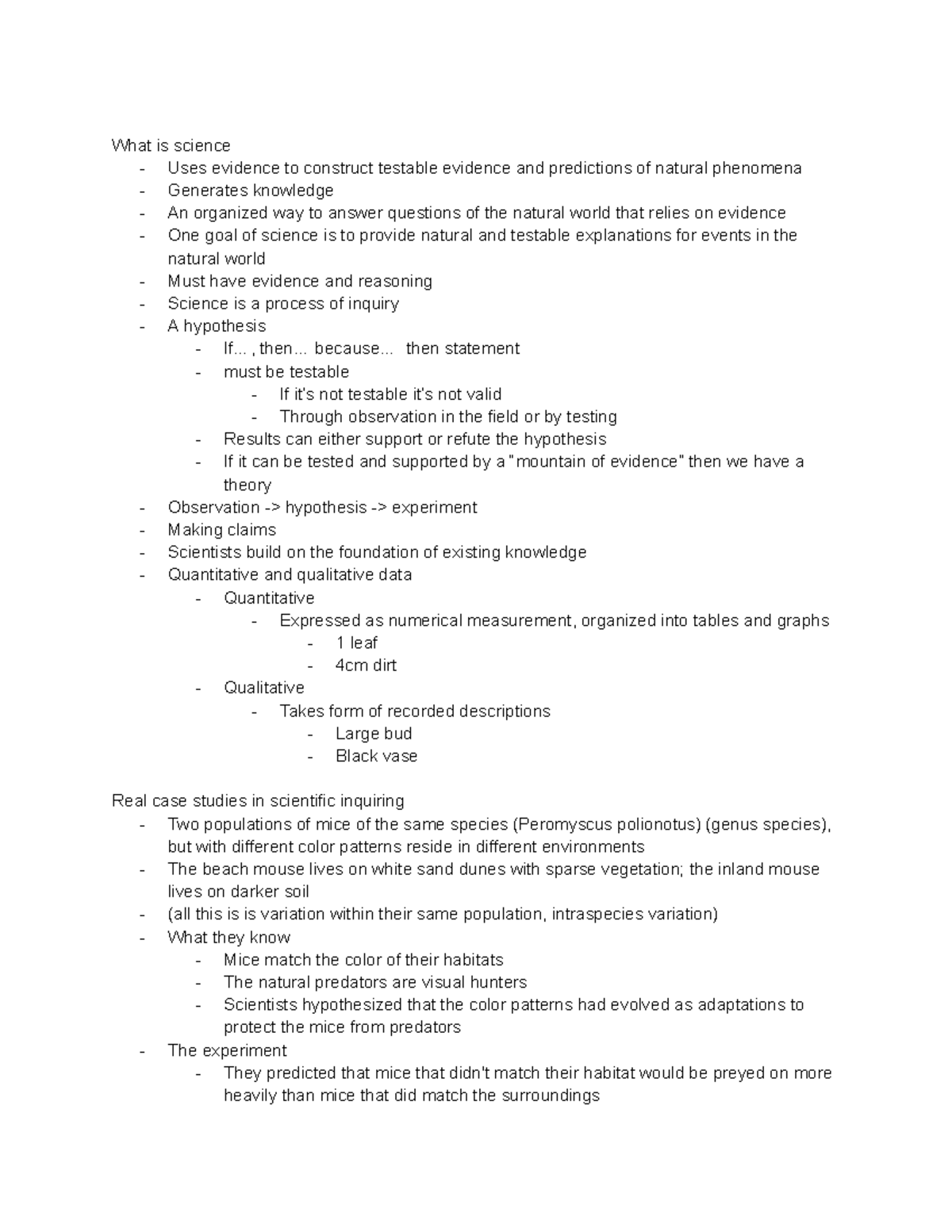 Bio notes - What is science - Uses evidence to construct testable ...