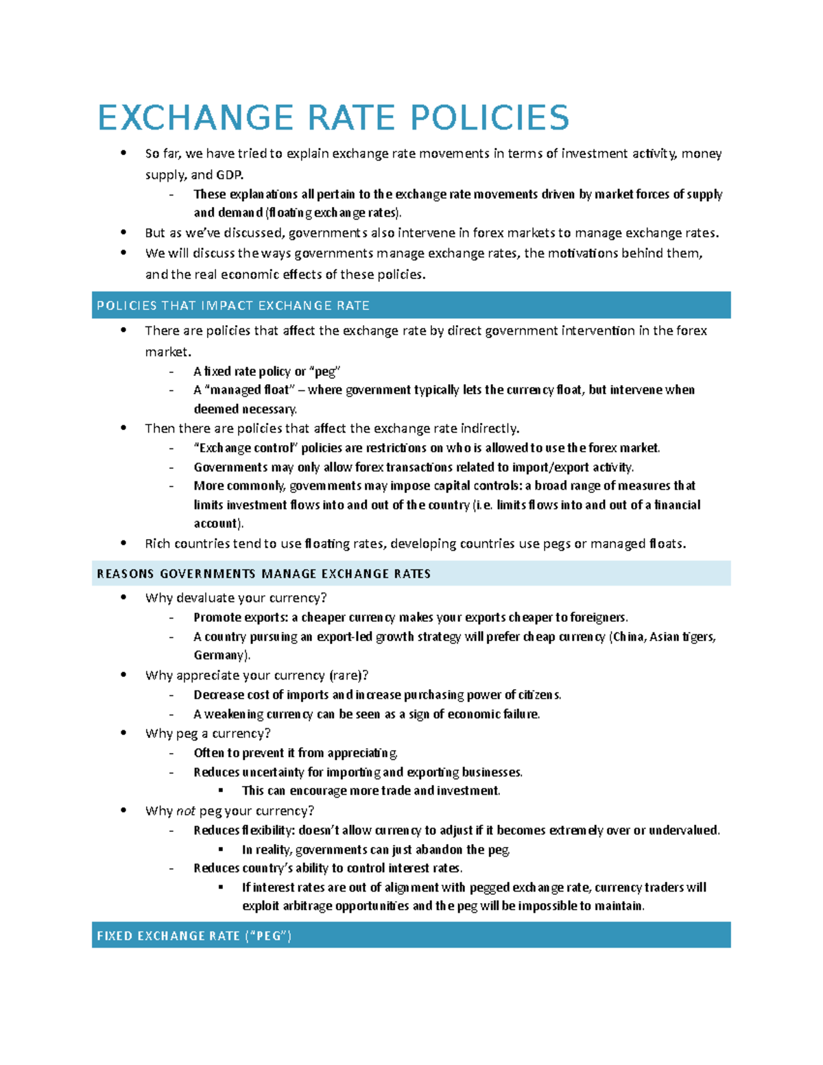 (17) Government Policies Towards Exchange Rates - EXCHANGE RATE ...