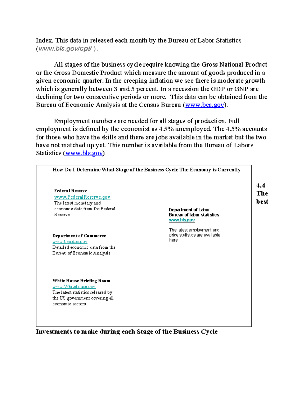 Coursework Pages 40-60 - Index. This data in released each month by the Bureau of Labor ...