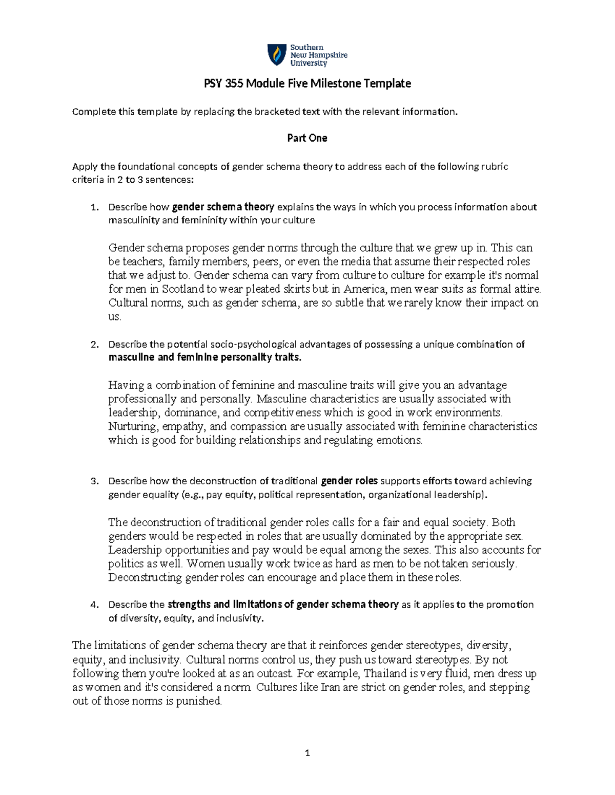 PSY 355 Module 5 - PSY 355 Module Five Milestone Template Complete this ...