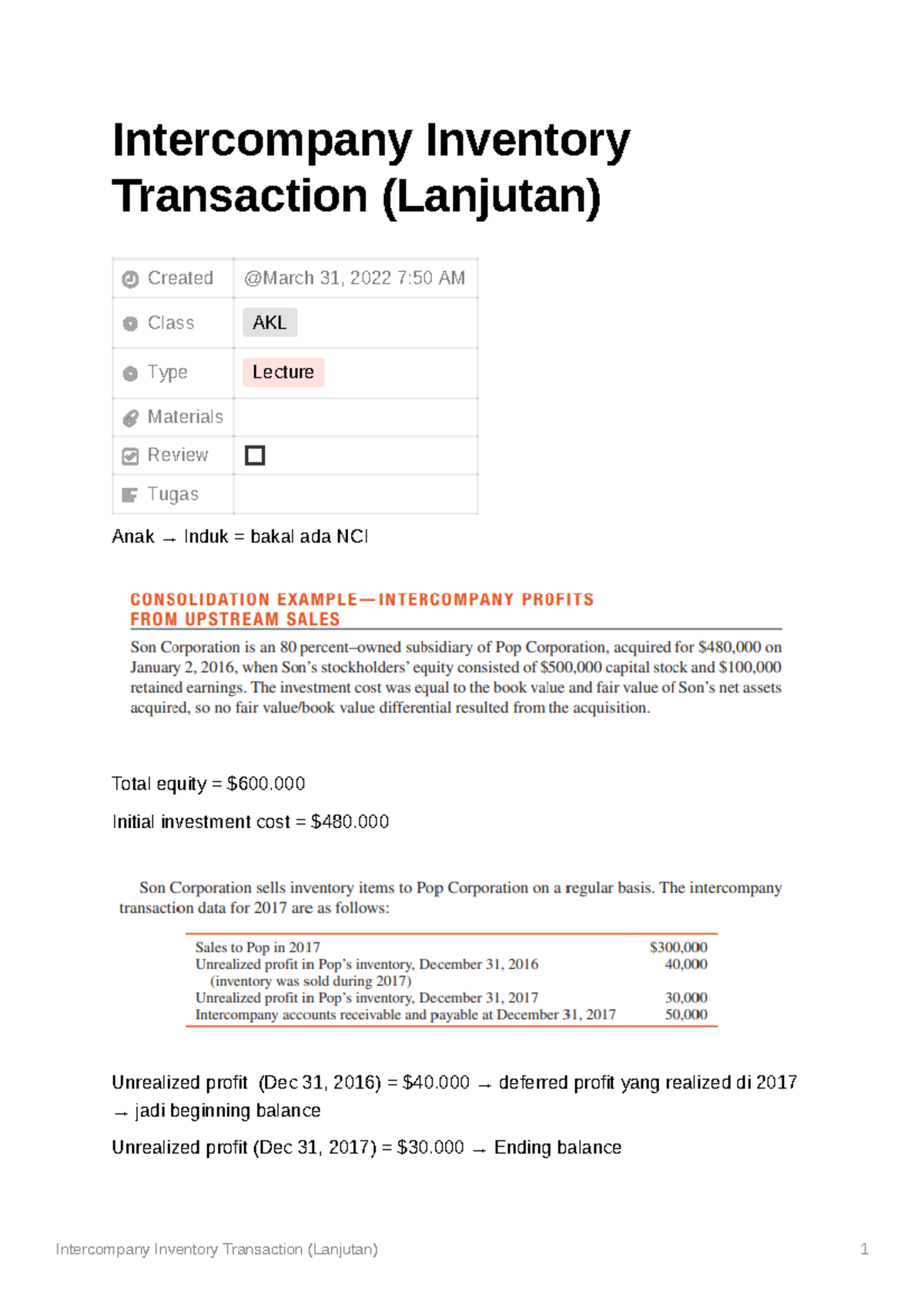 Intercompany Inventory Transaction (Lanjutan) - Intercompany Inventory ...