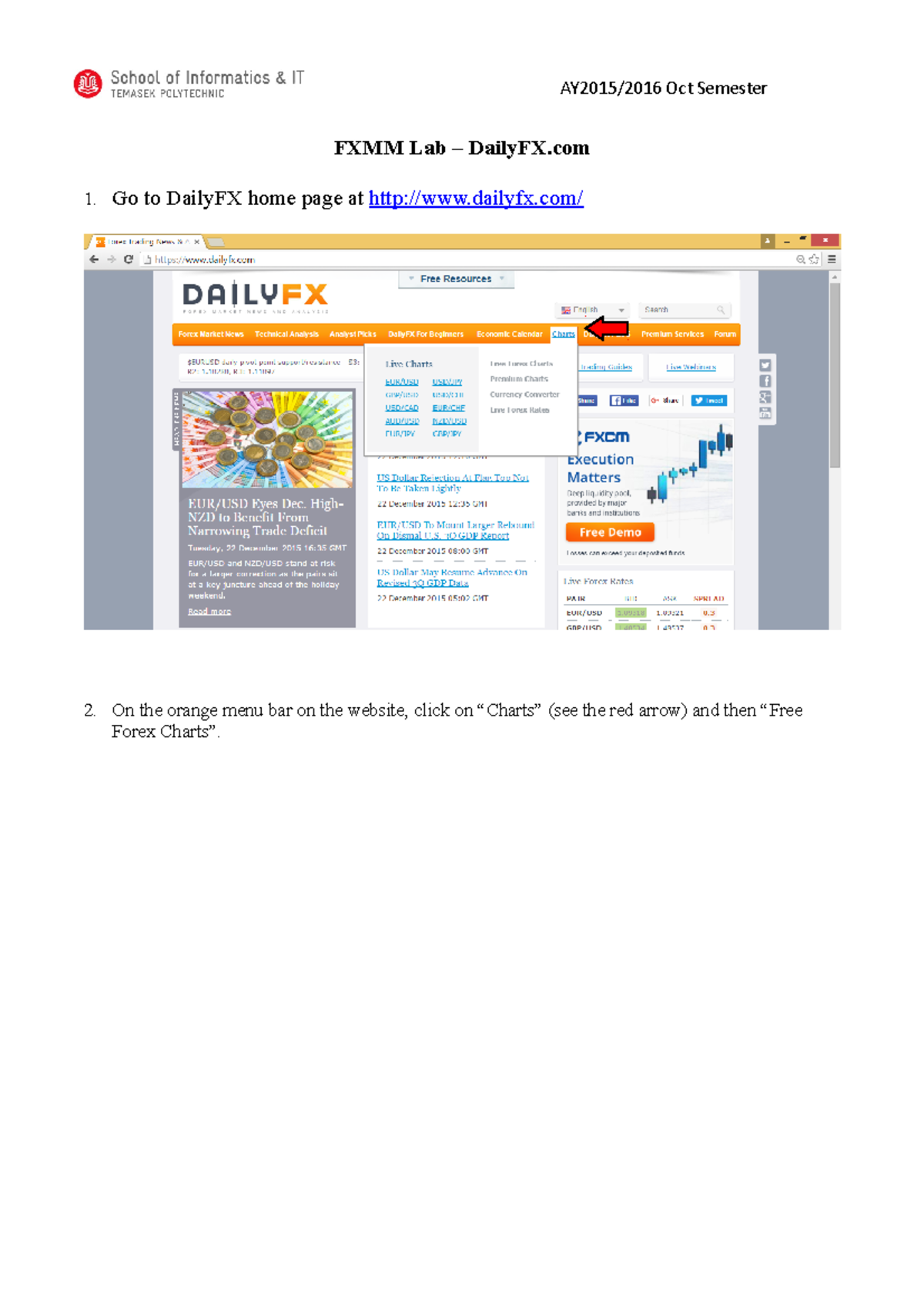Practical 2 - FXMM Lab on Daily FX - FXMM Lab – DailyFX 1. Go to DailyFX home page at dailyfx ...