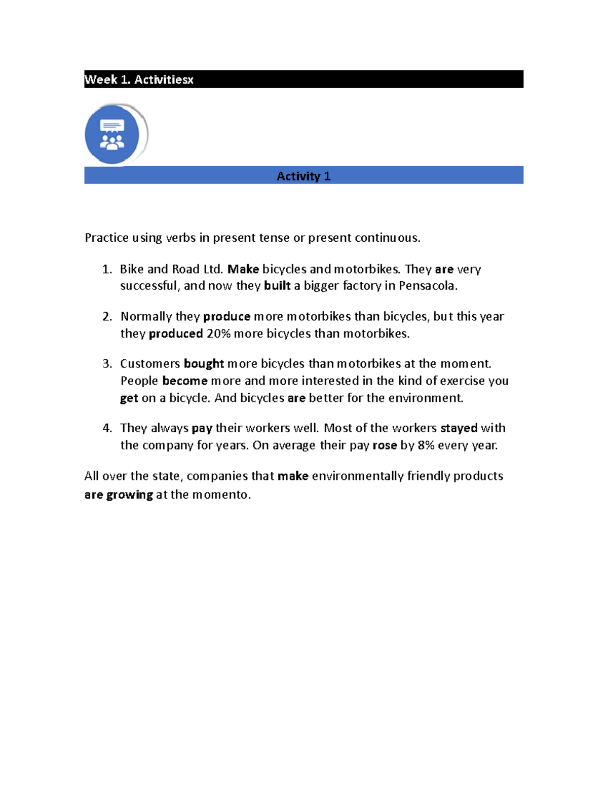 Actividades ingles 1 2 y 3 - Week 1. Activitiesx Activity 1 Practice ...