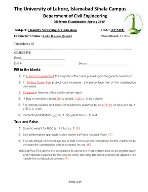 ECO IMP Questions by HM Hasnan (Oct-22) - Quantity Surveying and ...