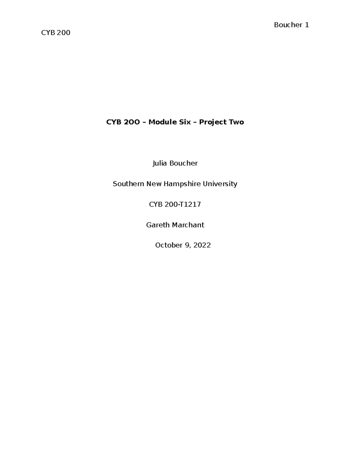 Module 6 Project Two Jules Boucher - CYB 200 CYB 2OO – Module Six ...